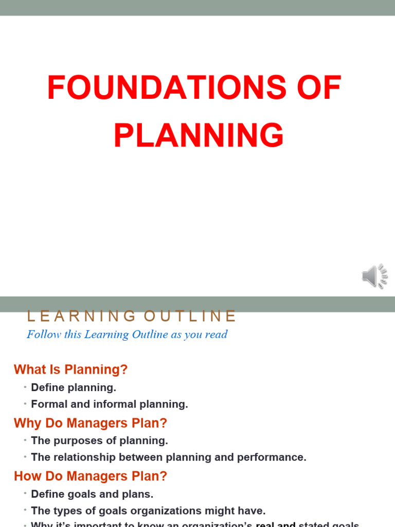 Unit (2) Planning Foundations | PDF | Goal | Motivation