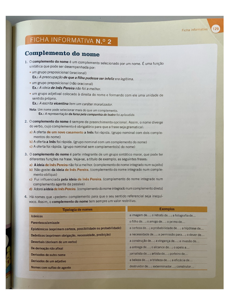 Ficha Informativa - Complemento Do Nome | PDF