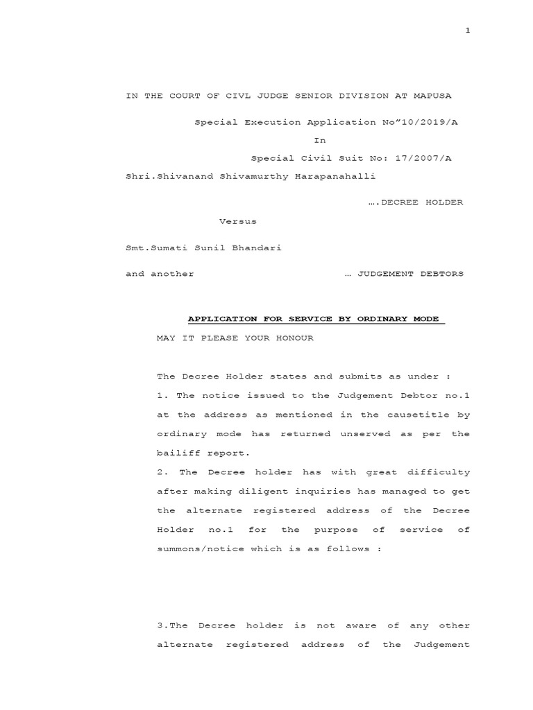 Appliaction For Service | PDF | Judgment (Law) | Public Sphere