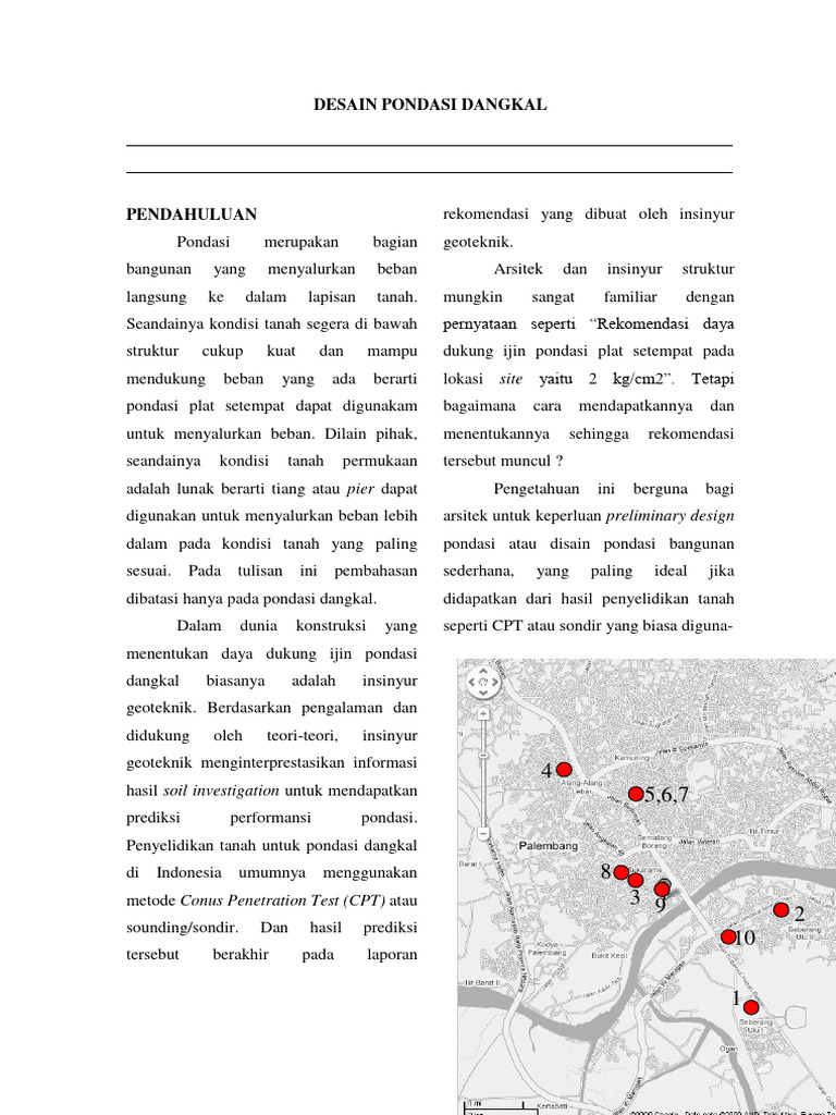 Daya Dukung Pondasi Dangkal di Palembang | PDF