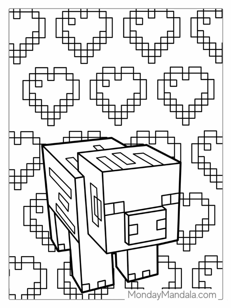 Minecraft Pig Coloring Sheet For Kids | PDF