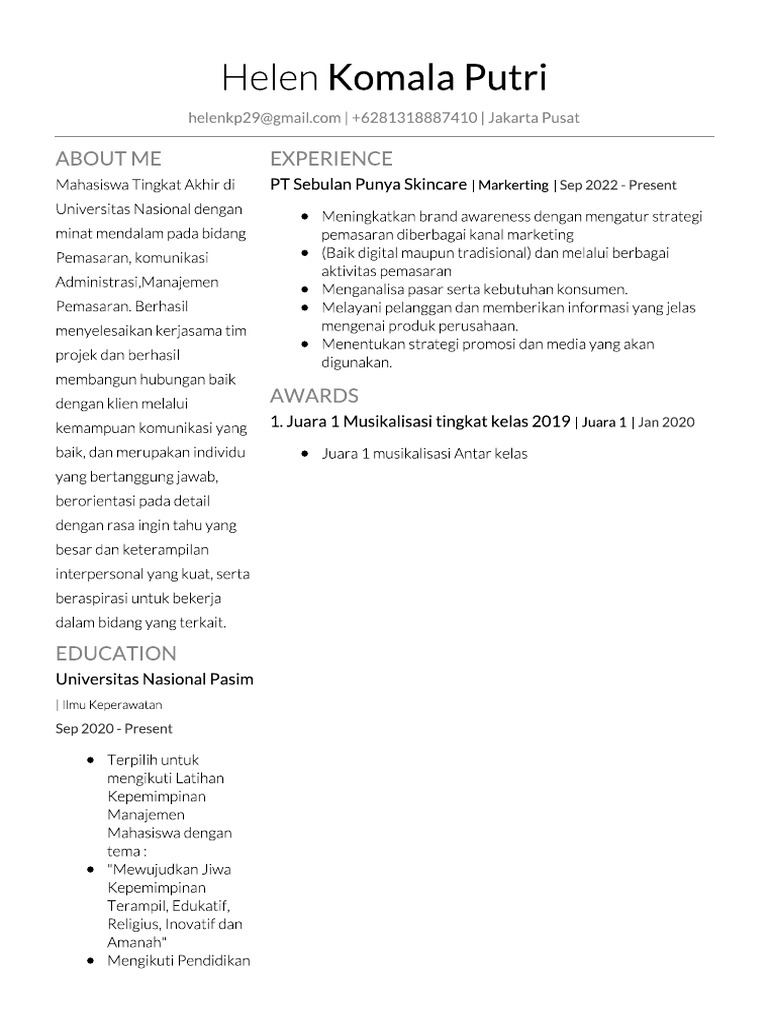 CV Glint (Helen) | PDF