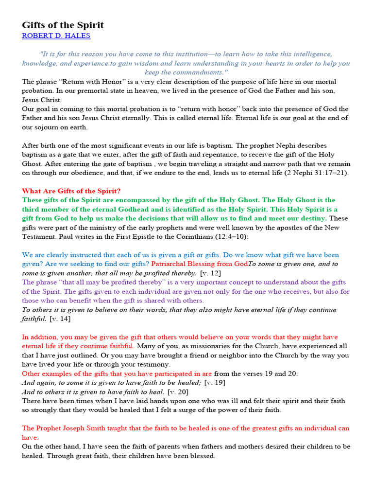 Gifts of The Spirit | PDF | Holy Spirit | Spiritual Gift
