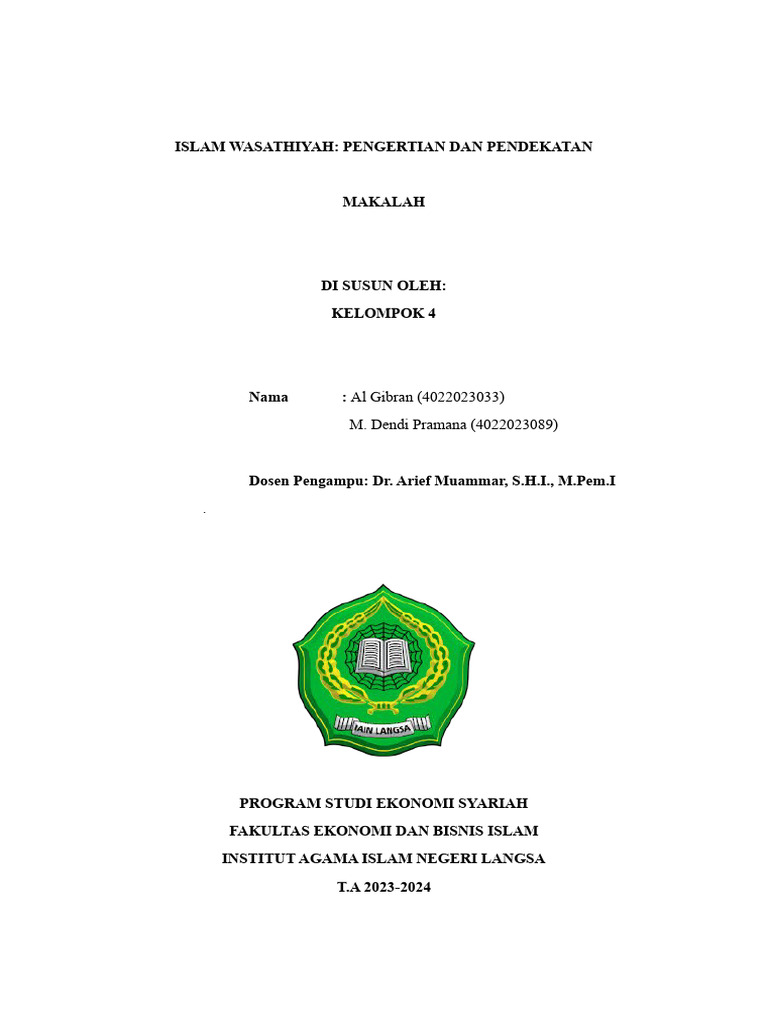 Sejarah dan Pengertian Islam Wasathiyah | PDF