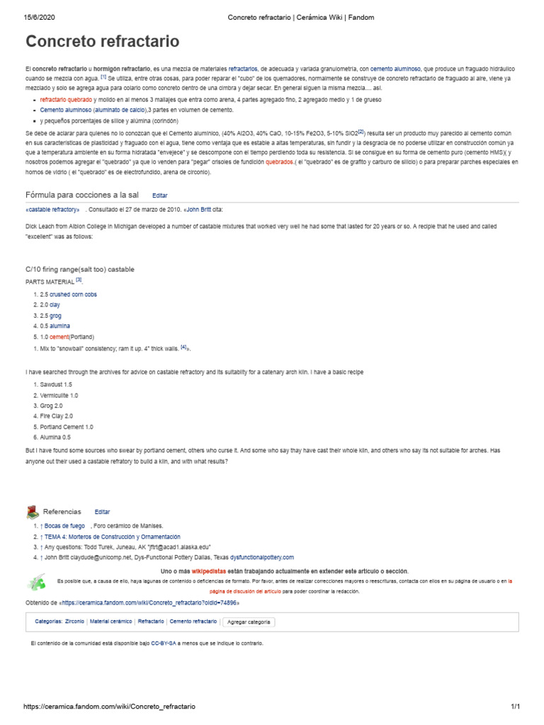 Concreto Refractario: Composición y Usos | PDF | Hormigón | Cemento