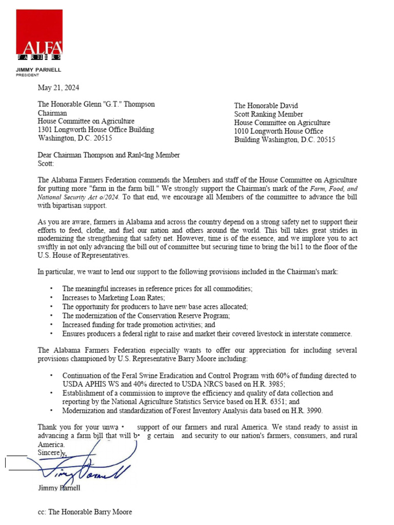 Letter From ALFA | PDF | United States House Of Representatives ...