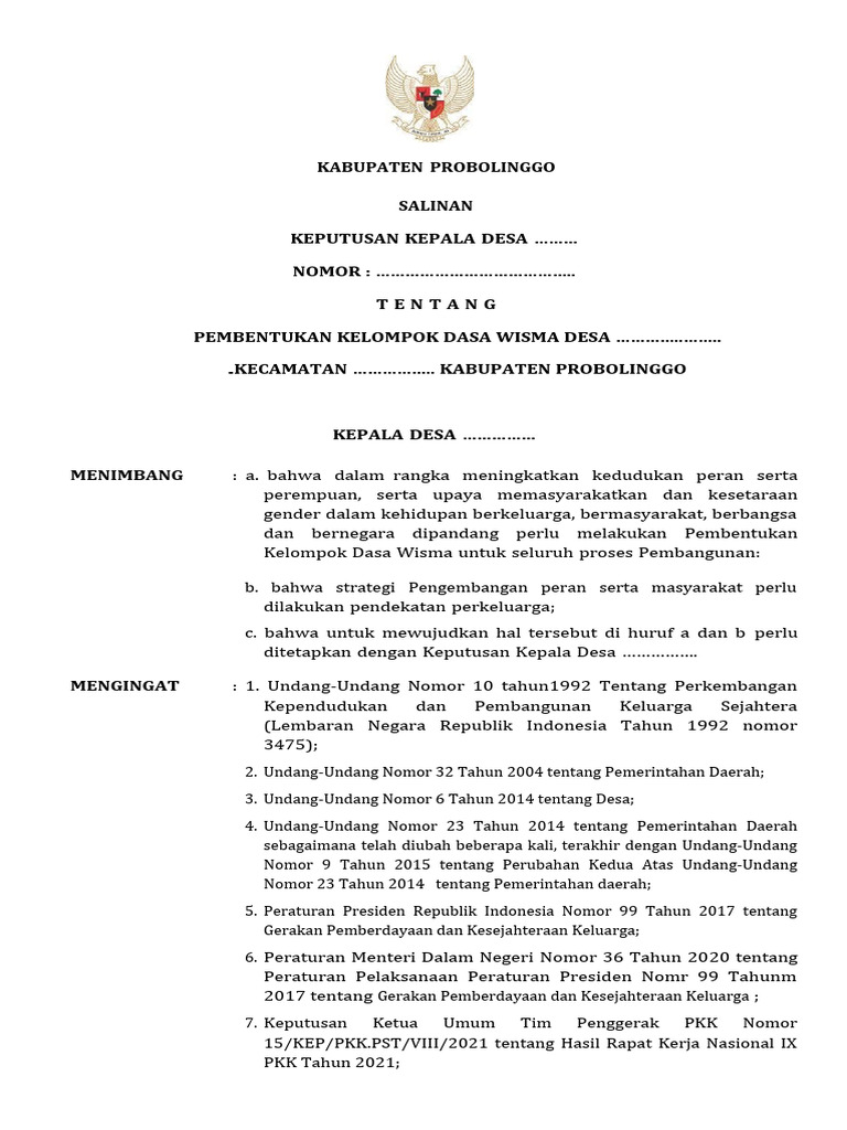 Contoh SK Kades Dawis. - Fix | PDF