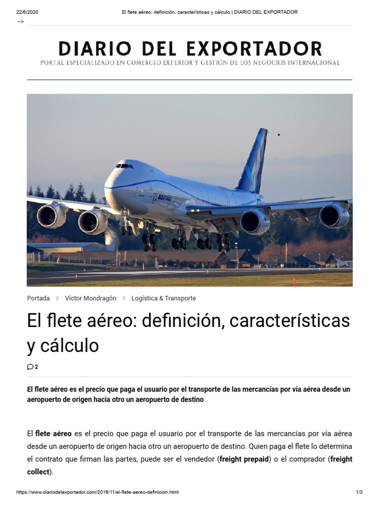 El Flete Aéreo - Definición, Características y Cálculo | PDF ...