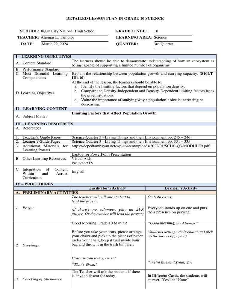 Topic 18. Limiting Factors That Affect Population Growth | PDF ...