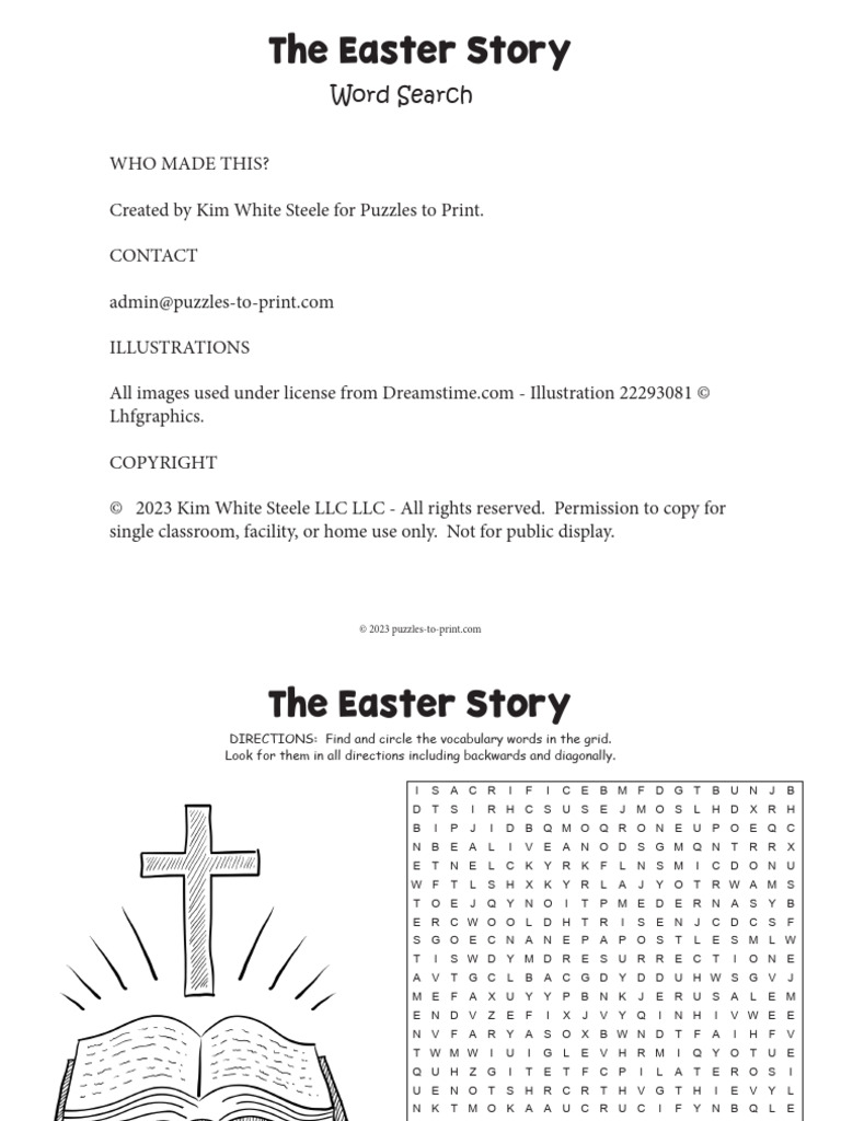 The Easter Story Word Search | PDF | Word Search | Business Law