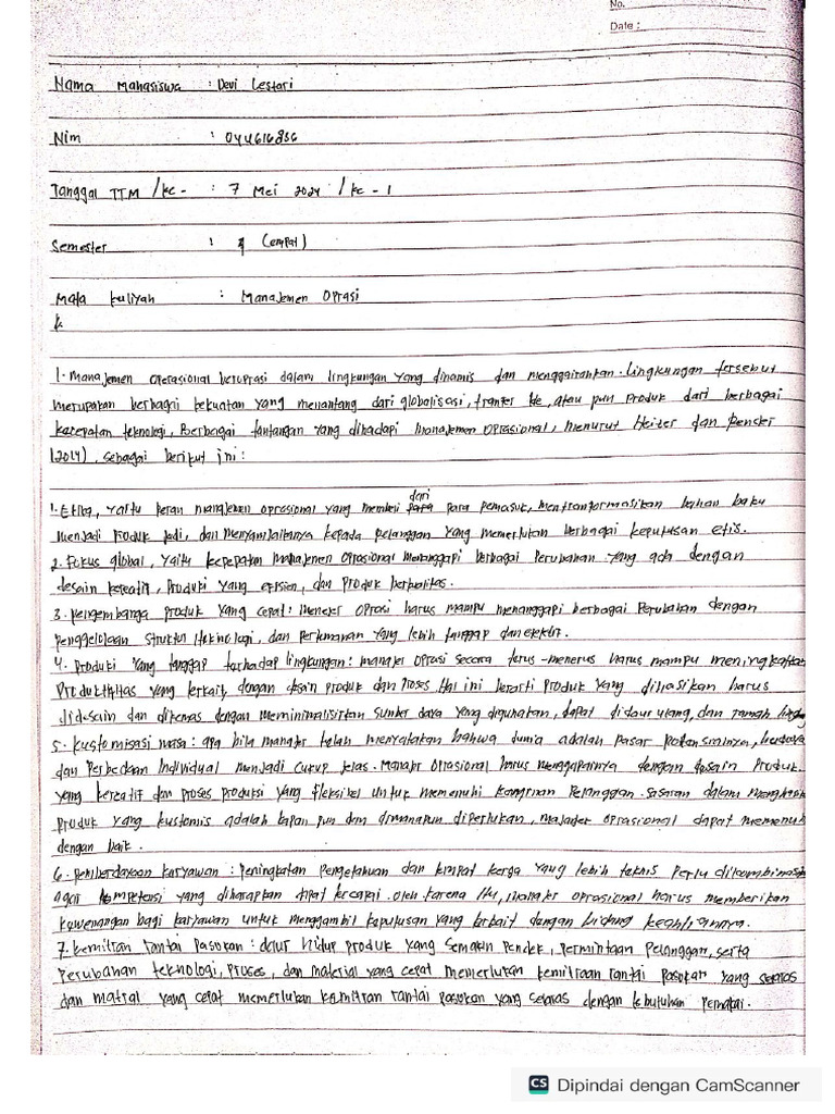 Tugas 1 Devi Lestari Manajemen Optasi | PDF