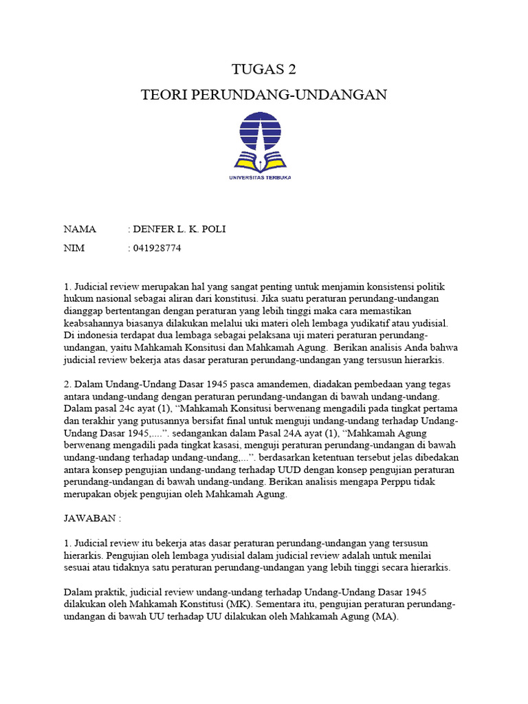 Tugas 2 Hak Teori Perundang-Undangan | PDF
