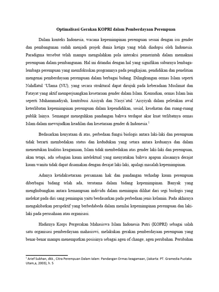 Pemberdayaan Perempuan melalui KOPRI | PDF | Karier & Perkembangan