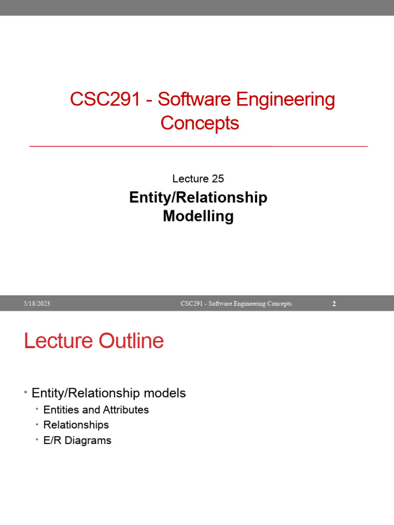 W13 - Lecture 25 - ER Diagram | PDF | Conceptual Model | Computing