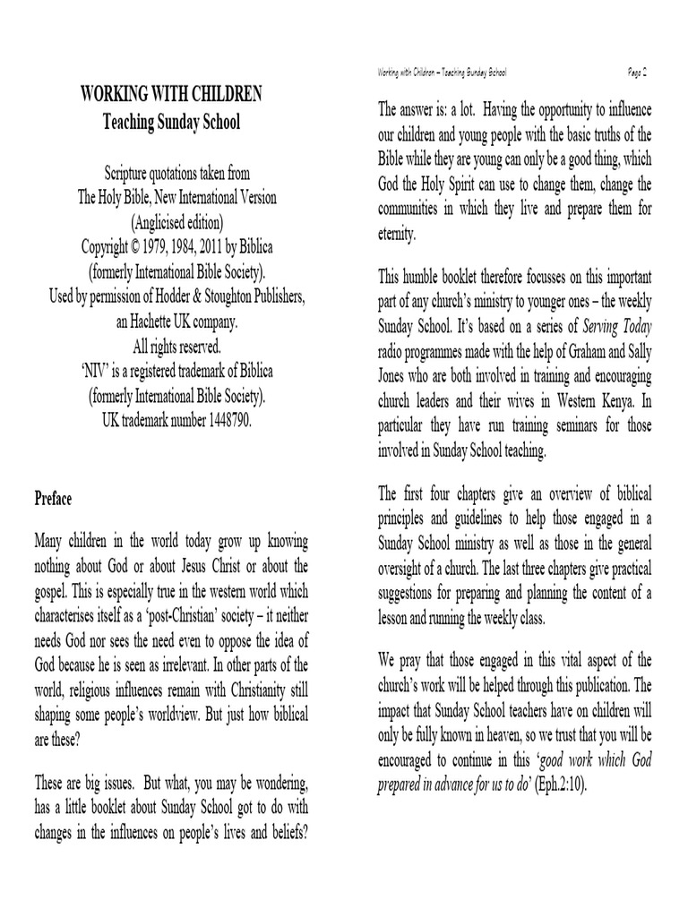 Working With Children - Teaching Sunday School | PDF | Jesus | Prayer