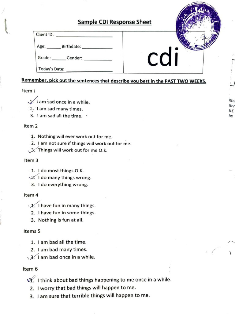 Cdi response sheet | PDF