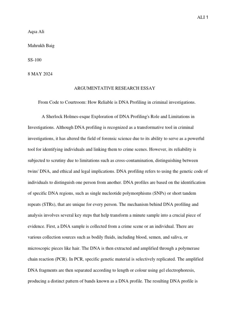 Argumentative Research Essay | PDF | Dna Profiling | Miscarriage Of Justice