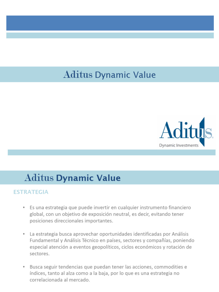 Estrategia Aditus Dynamic Value: Rentabilidad y Riesgo | PDF | Mercados ...