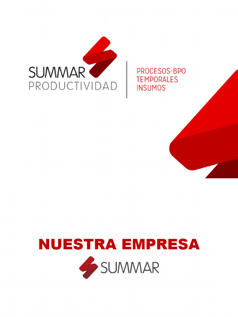 191-Induccion Nuestra Empresa Summar - Sred2024 | PDF | Business | Outsourcing