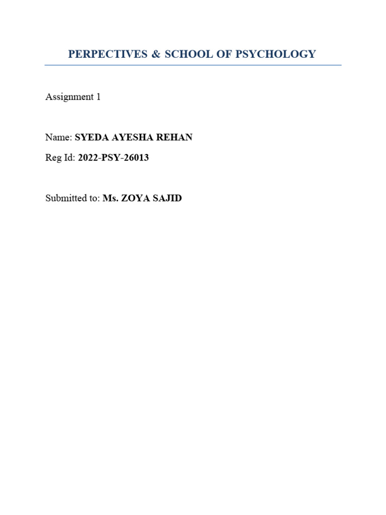 Syeda Ayesha Rehan Assignment 1 (Perspectives) | PDF | Disciplines | Anger