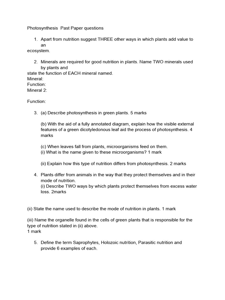Past Paper REVISION questions | PDF