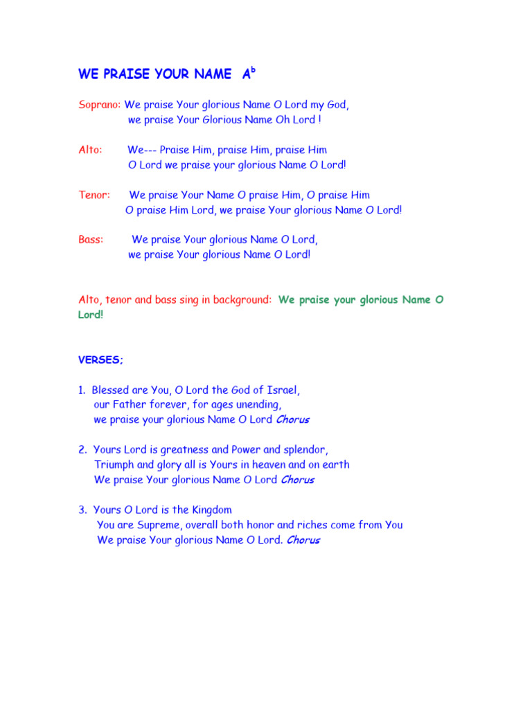 We Praise Your Name | PDF