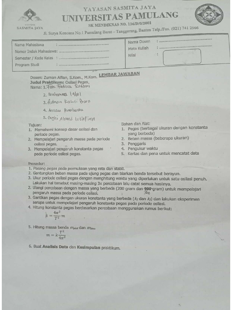 Fisika Pertemuan 15 Pegas Osilasi | PDF