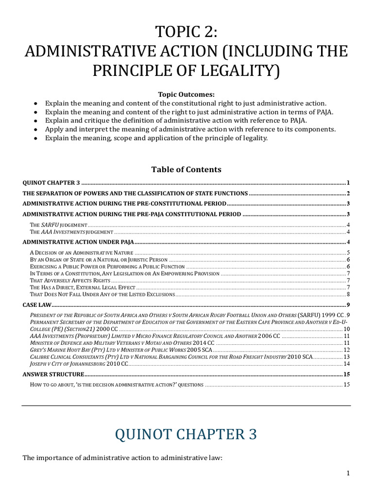 Administrative Action (Including The Principle of Legality) | PDF ...