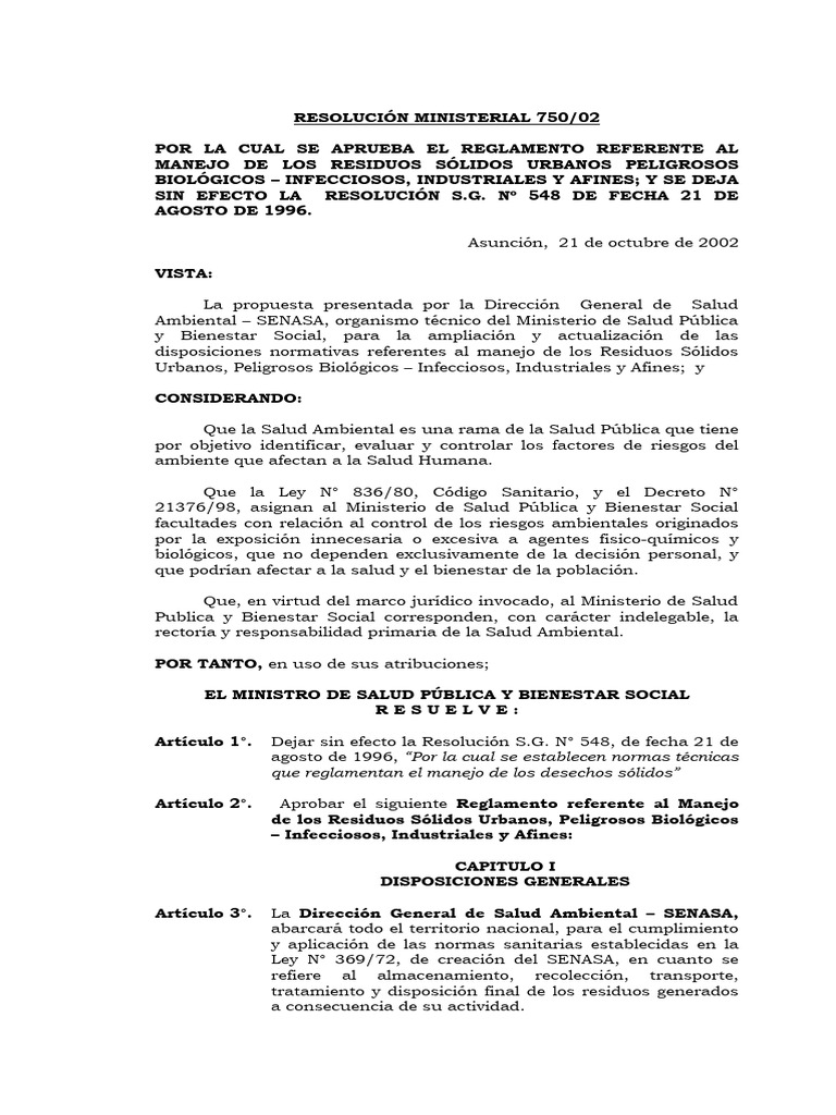 Resolregresiduossolidos75002doc Resol - Reg.residuossolidos75002 | PDF | Residuos | Vertedero