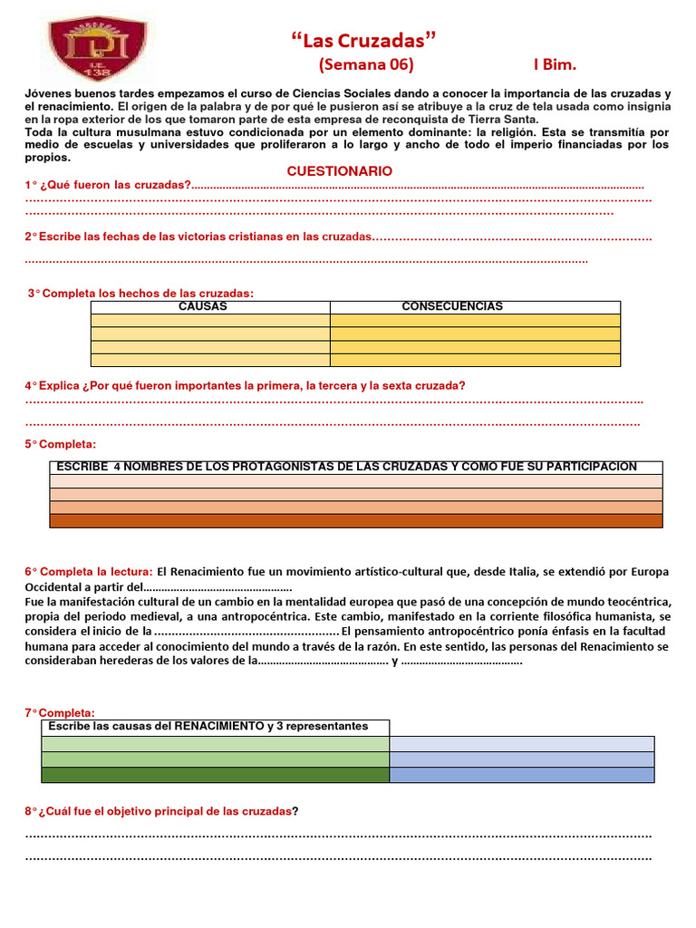 Fechas y características de las cruzadas | PDF | Cruzadas | Renacimiento