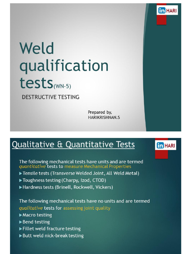 Weld Qualification Tests - Destructive Testing | PDF