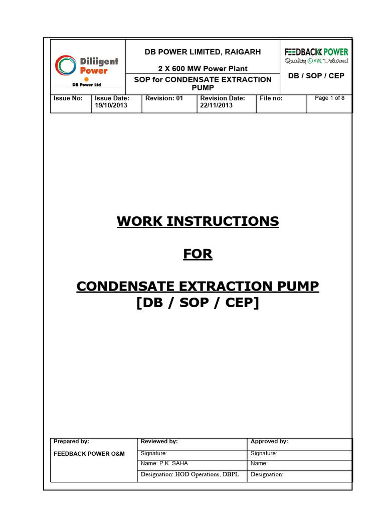 19 SOP for CEP | PDF | Pump | Valve