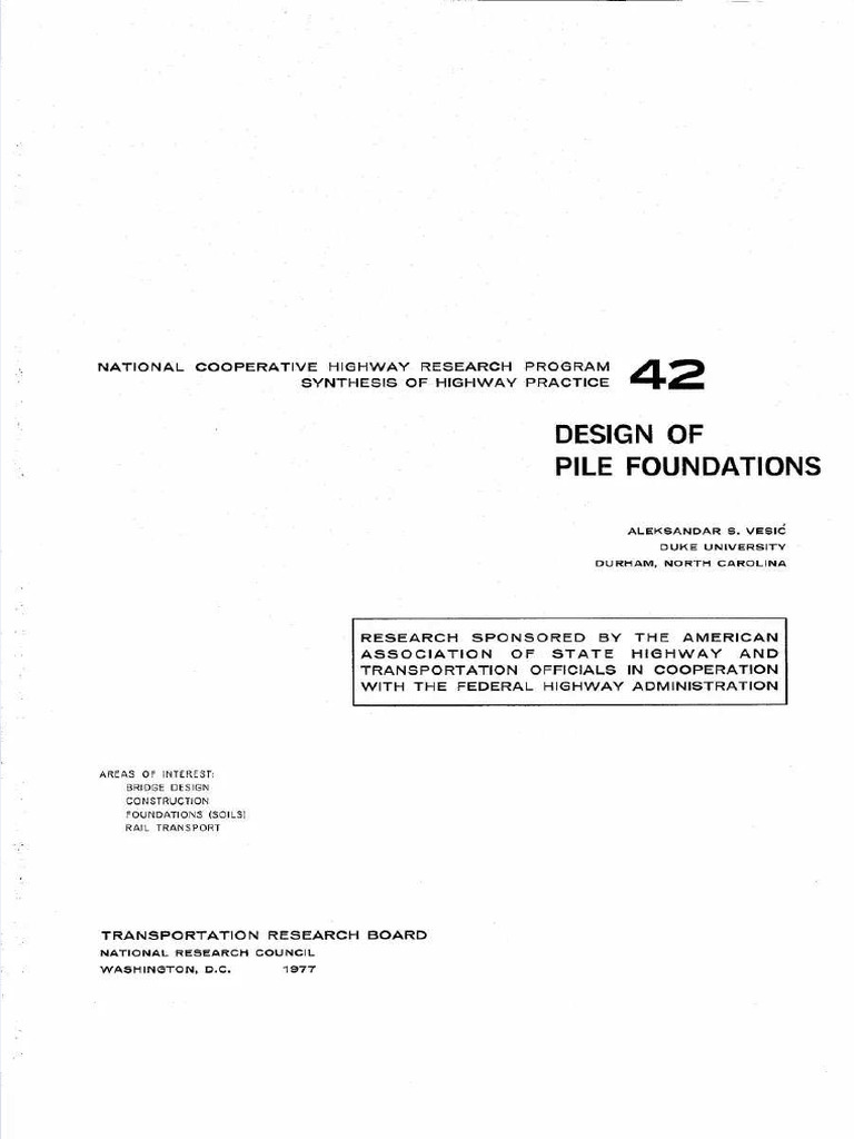 PDF Vesic 1977 Design of Pile Foundations Compress | PDF