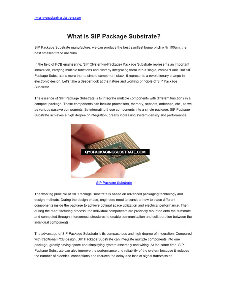 SIP Package Substrate Overview and Benefits | PDF | Printed Circuit ...