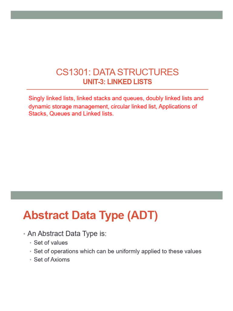 Unit 3 - Linked Lists | PDF | Queue (Abstract Data Type) | Algorithms ... Unit 3 - Linked Lists | PDF | Queue (Abstract Data Type) | Algorithms ...