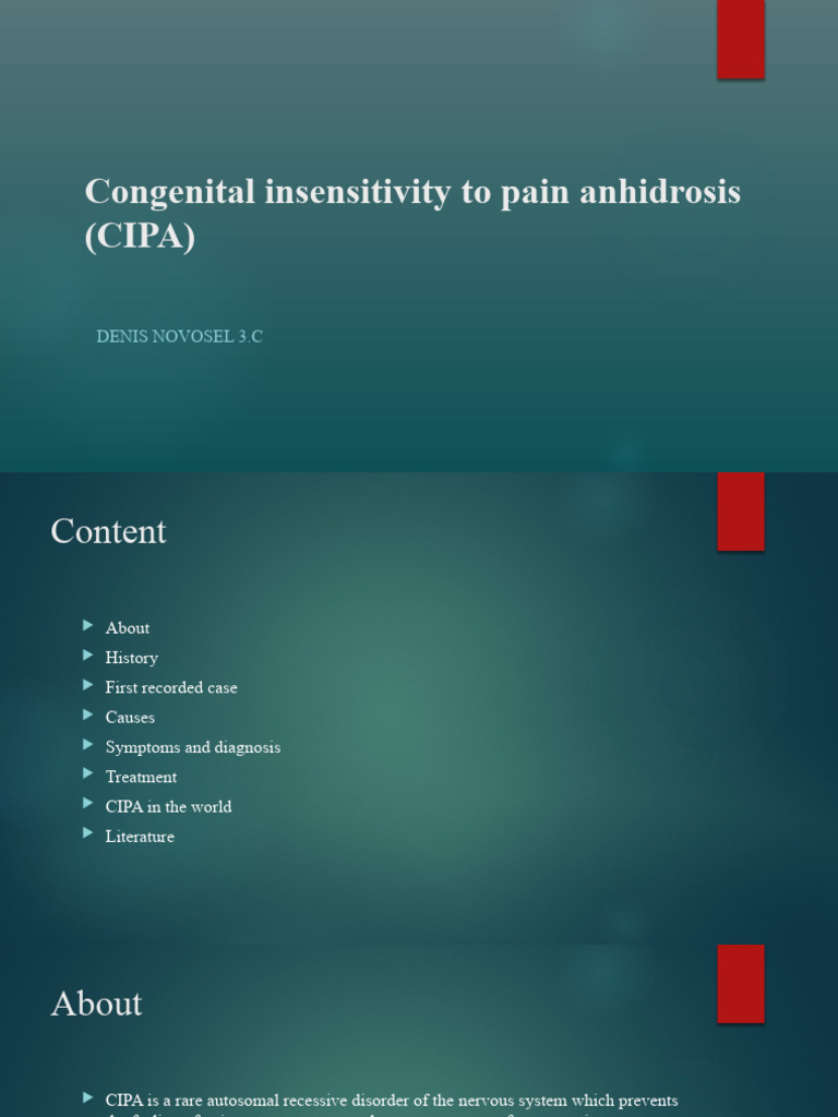 Congenital Insensitivity To Pain Anhidrosis (CIPA) | PDF | Wellness ...