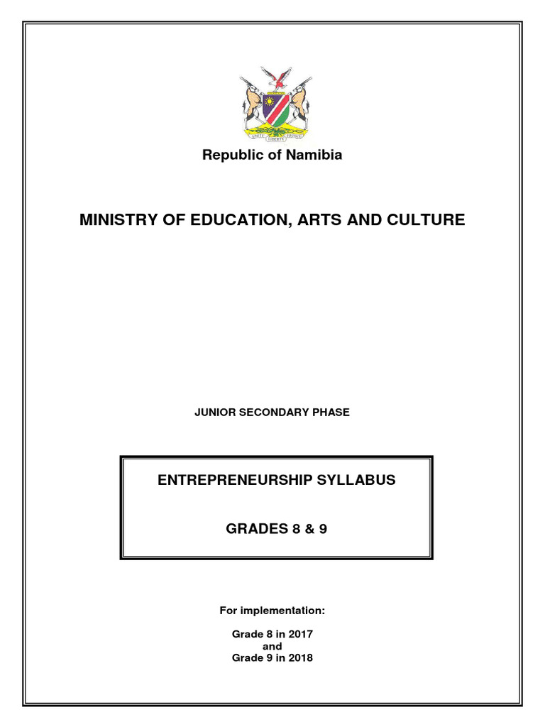JSC Syllabuses Ent Oct2016 | PDF | Entrepreneurship | Learning