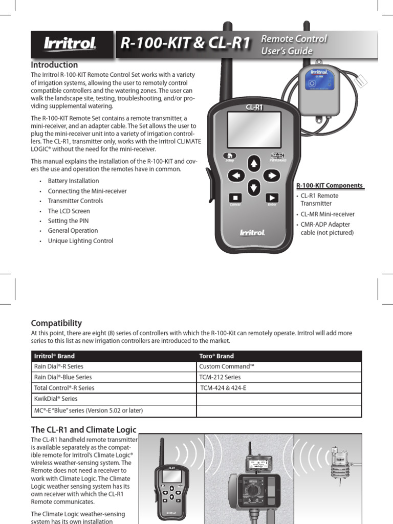 R-100-KIT: Remote Control User's Guide | PDF | Equipment | Electronics