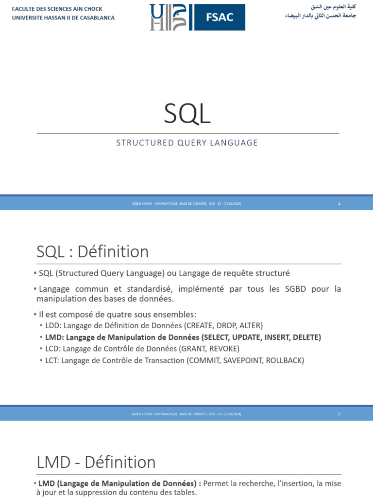 5.SQL - LMD - SELECT - Part1 | PDF | SQL | Programmation informatique