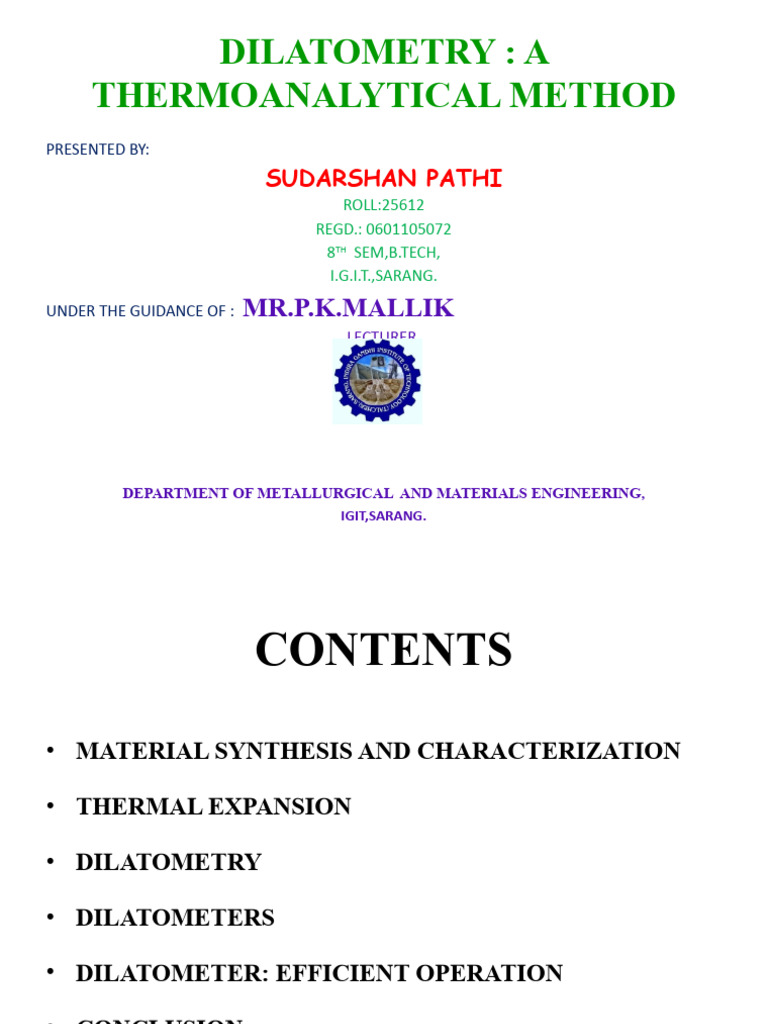 DILATOMETRY : A THERMOANALYTICAL METHOD | PDF | Thermal Expansion ...