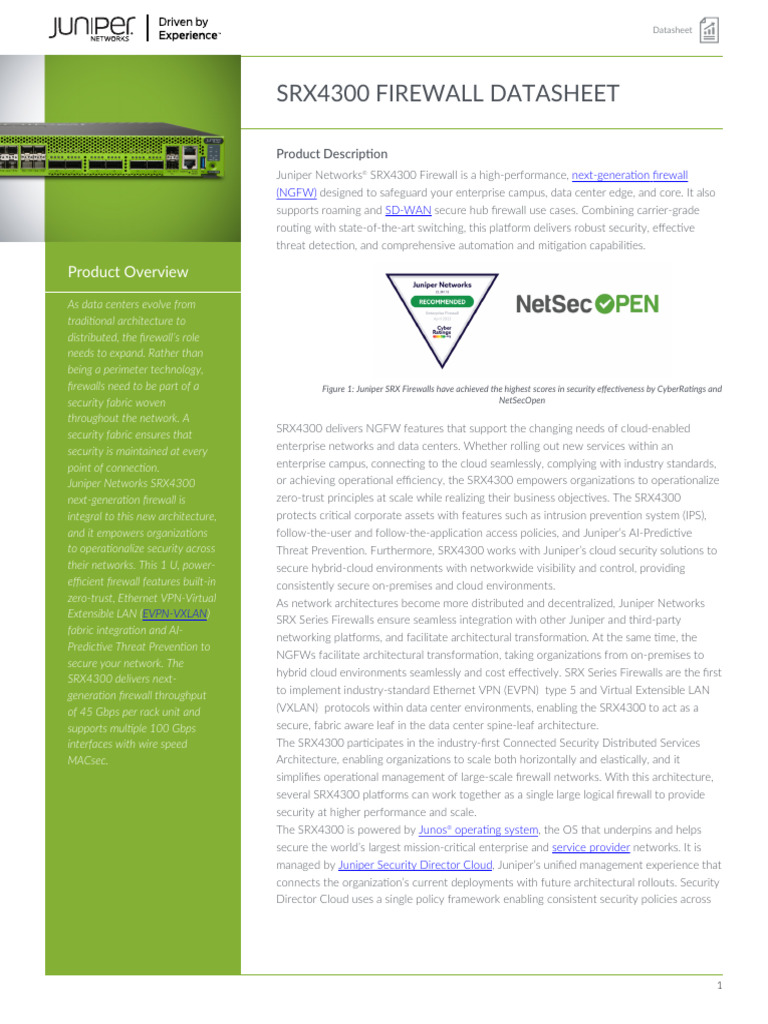 srx4300 Firewall Datasheet | Download Free PDF | Virtual Private Network | Computer Network