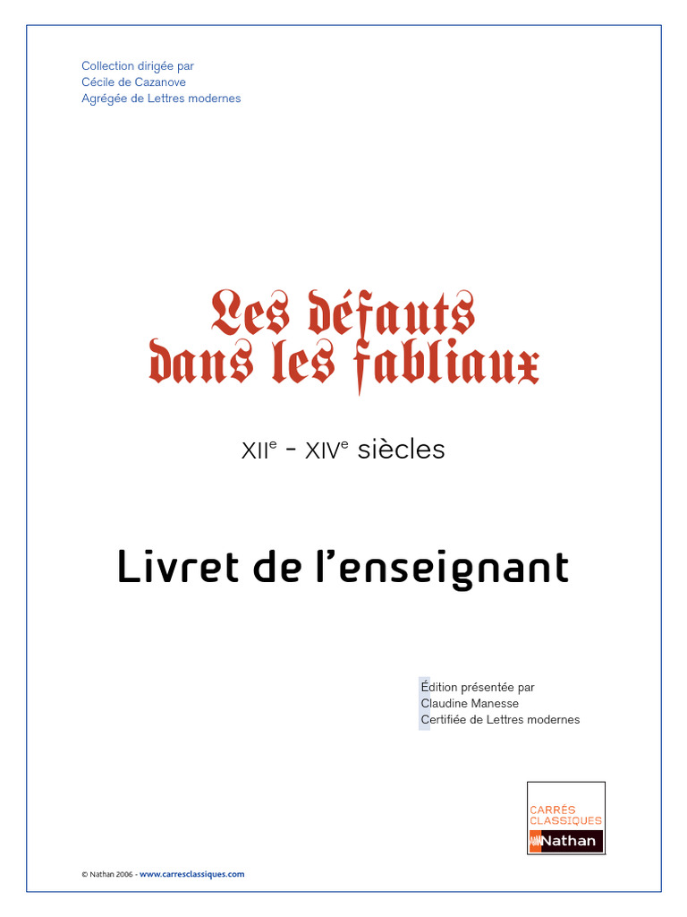 COLLEGE - Les Défauts Dans Les Fabliaux | PDF | Enfer