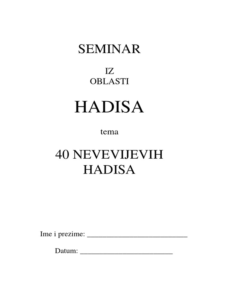 42 Nevevijeva Hadisa | PDF