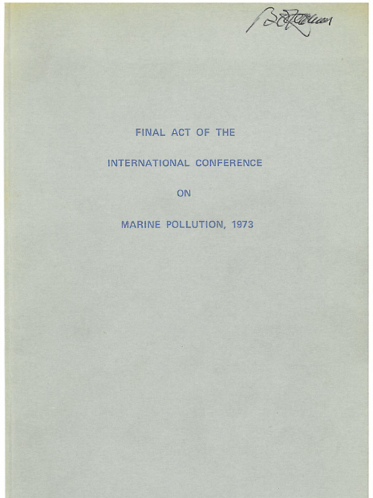 MARPOL 1973 - Final Act and Convention | PDF