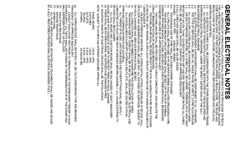 Electrical General Notes | PDF | Electrical Wiring | Wire
