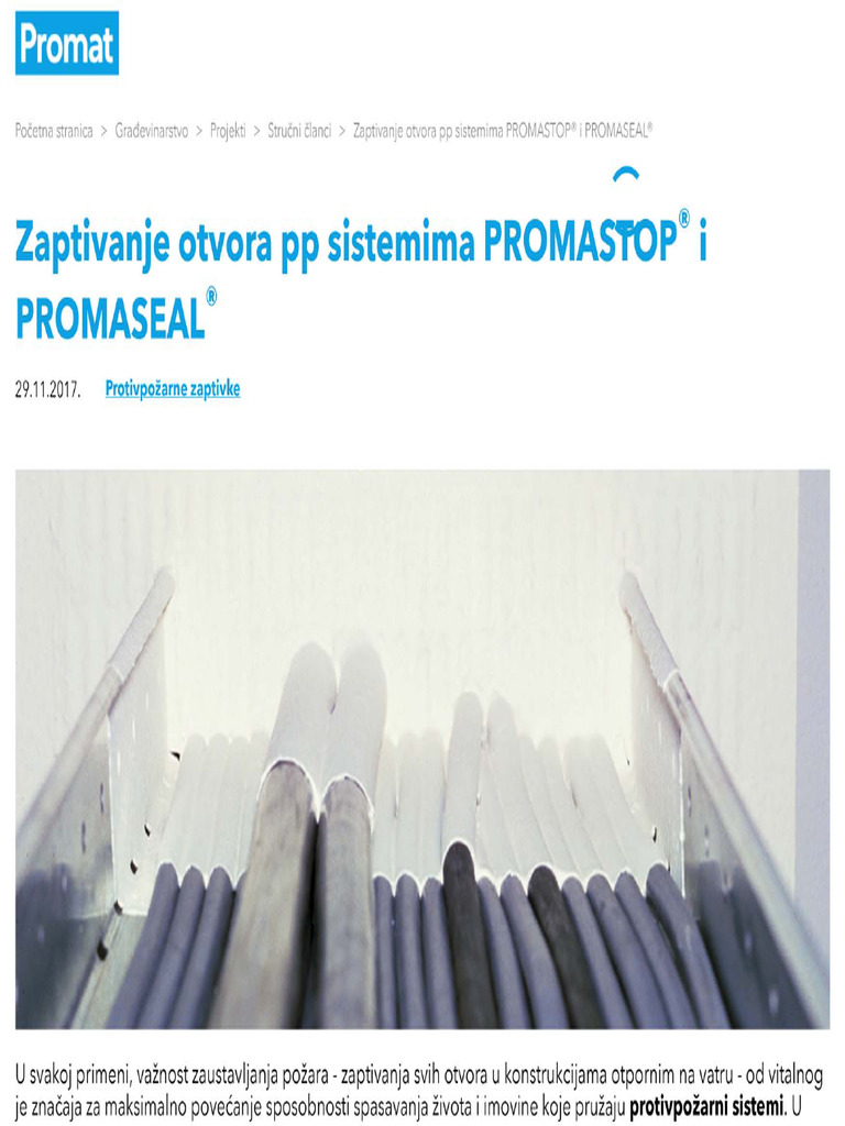 Zaptivanje Otvora PROMASTOP® I PROMASEAL® Sistemima - Promat | PDF