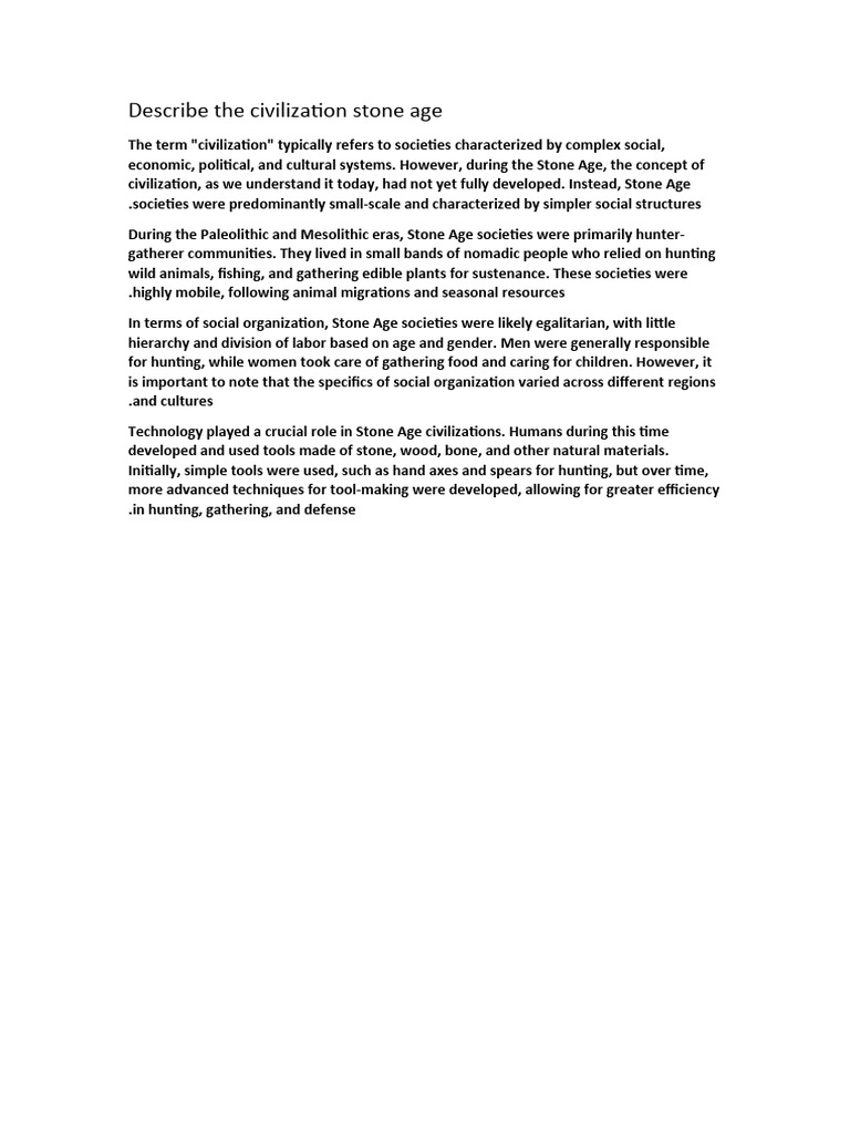 Stone Age Civilization Overview | PDF | Stone Age | Society