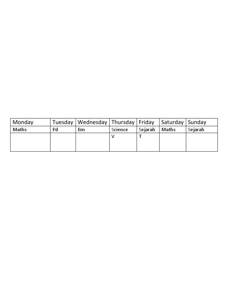 Weekly Class Schedule Overview | PDF