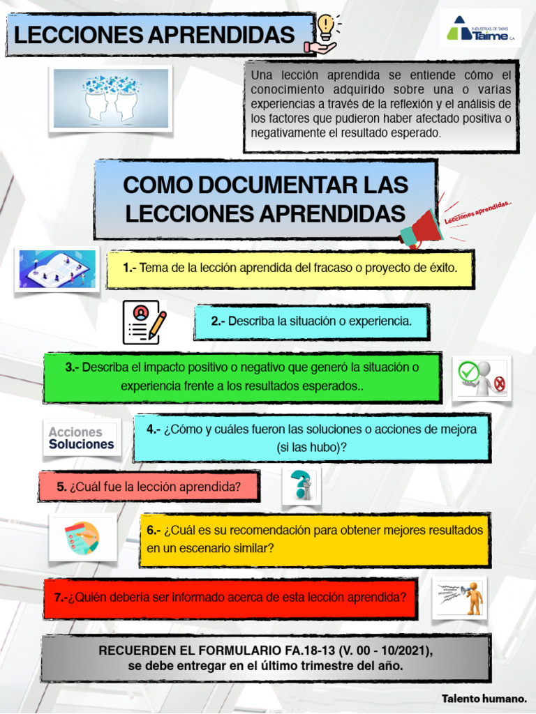 Lecciones Aprendidas. | PDF