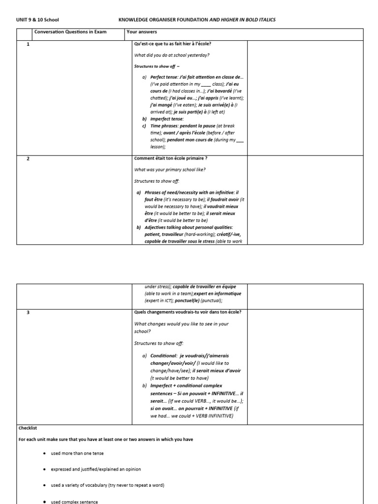 KS4 Unit 9 _ 10 School _ education | PDF | Semantic Units | Linguistic Typology